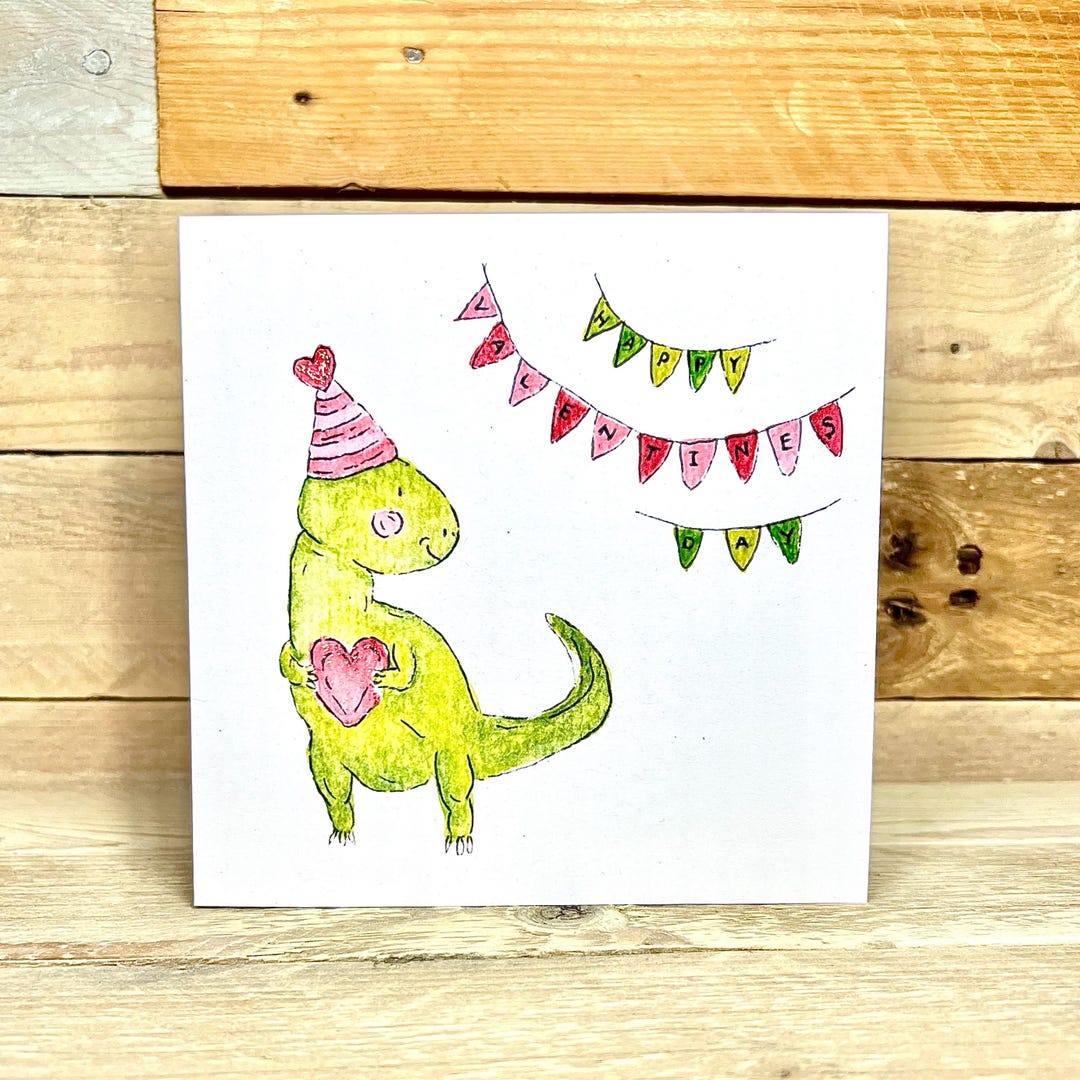 Personalised Dinosaur Valentines Card | Dino Lover, Handmade Valentine ...