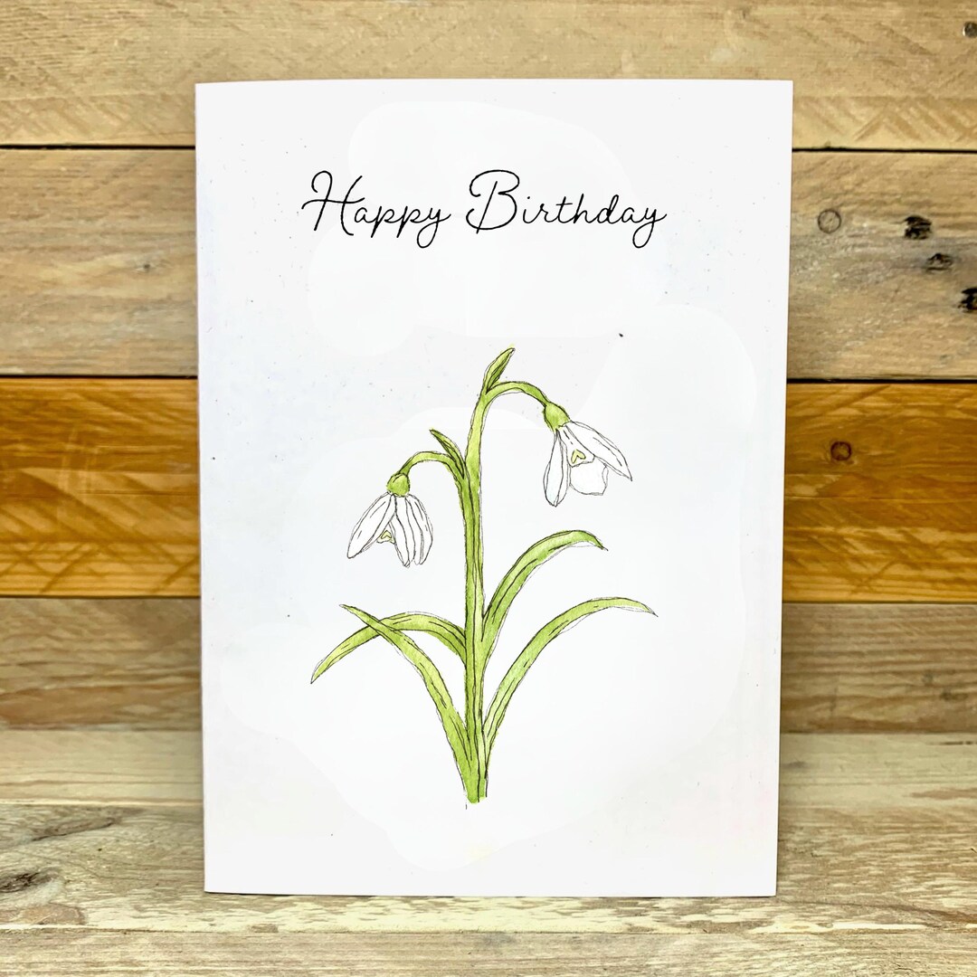Personalised Snowdrop Birthday Card | Customisable Card, Friends ...