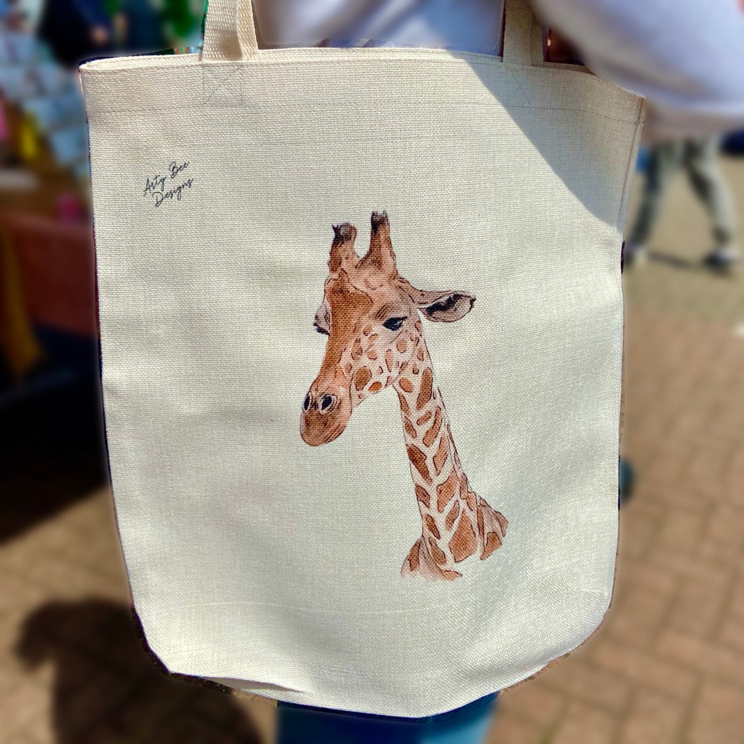 Giraffe Tote Bag | Gift for Giraffe Lover, Everyday Tote, Linen Tote ...