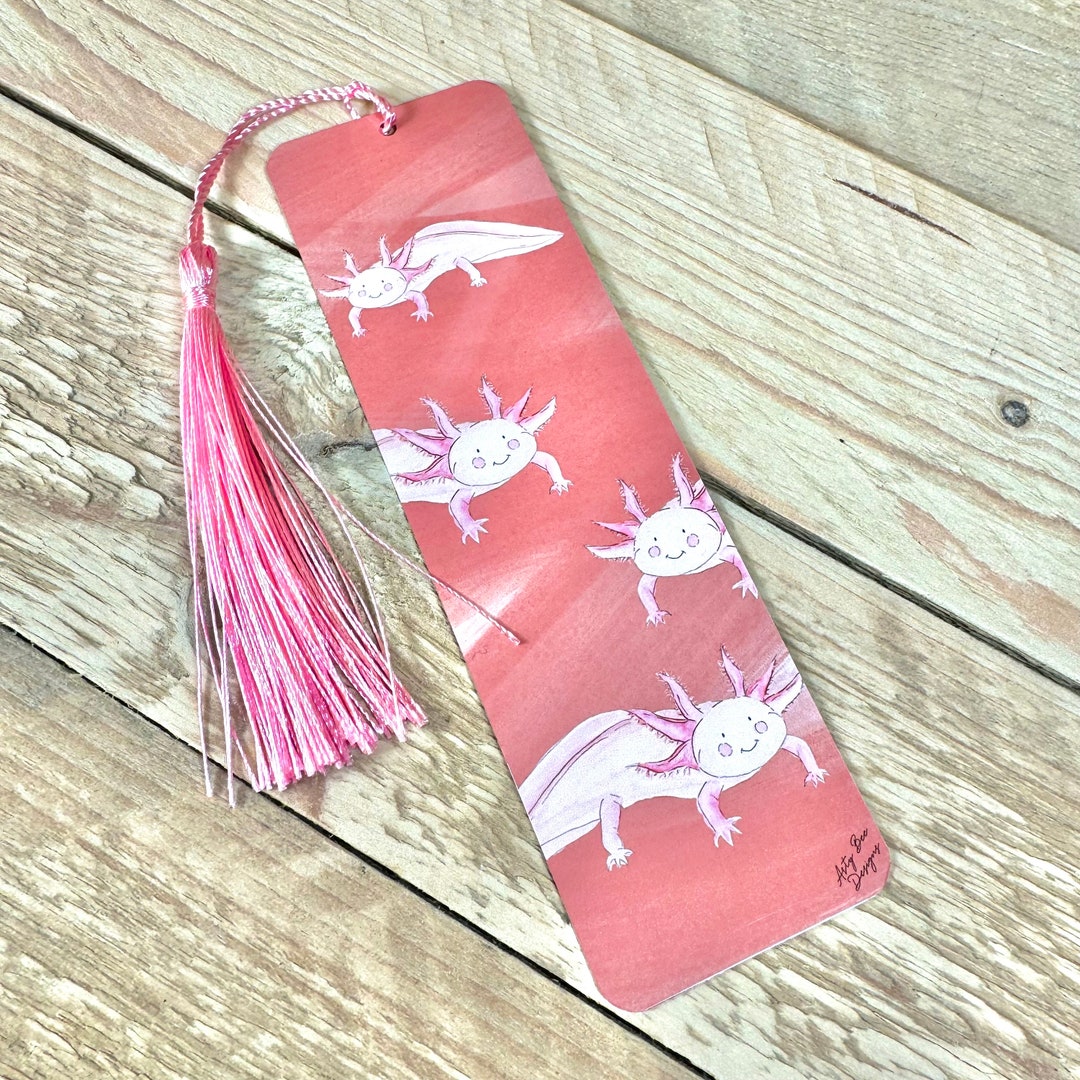Axolotl Metal Bookmark Bookmark With Tassel, Axolotl Gift, Gift for ...