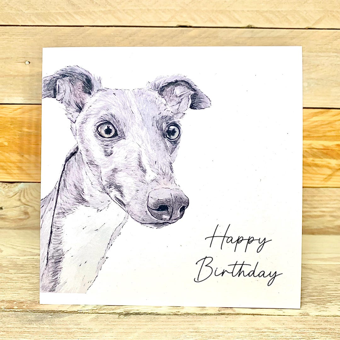 Personalised Blue Whippet Birthday Card | Birthday Card for Bestfriend ...