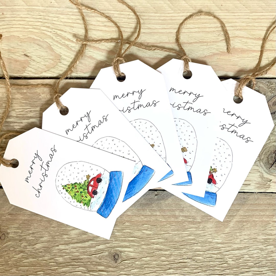 Snowglobe Gift Tags | Watercolour Christmas Tag, Christmas Tag Bundle ...