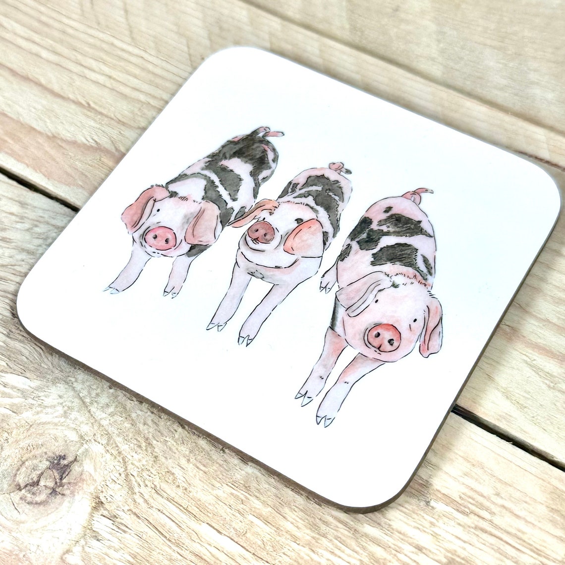 Three Piggies Coaster | Farmhouse Coaster, Pig Farmer Gift, Cute ...