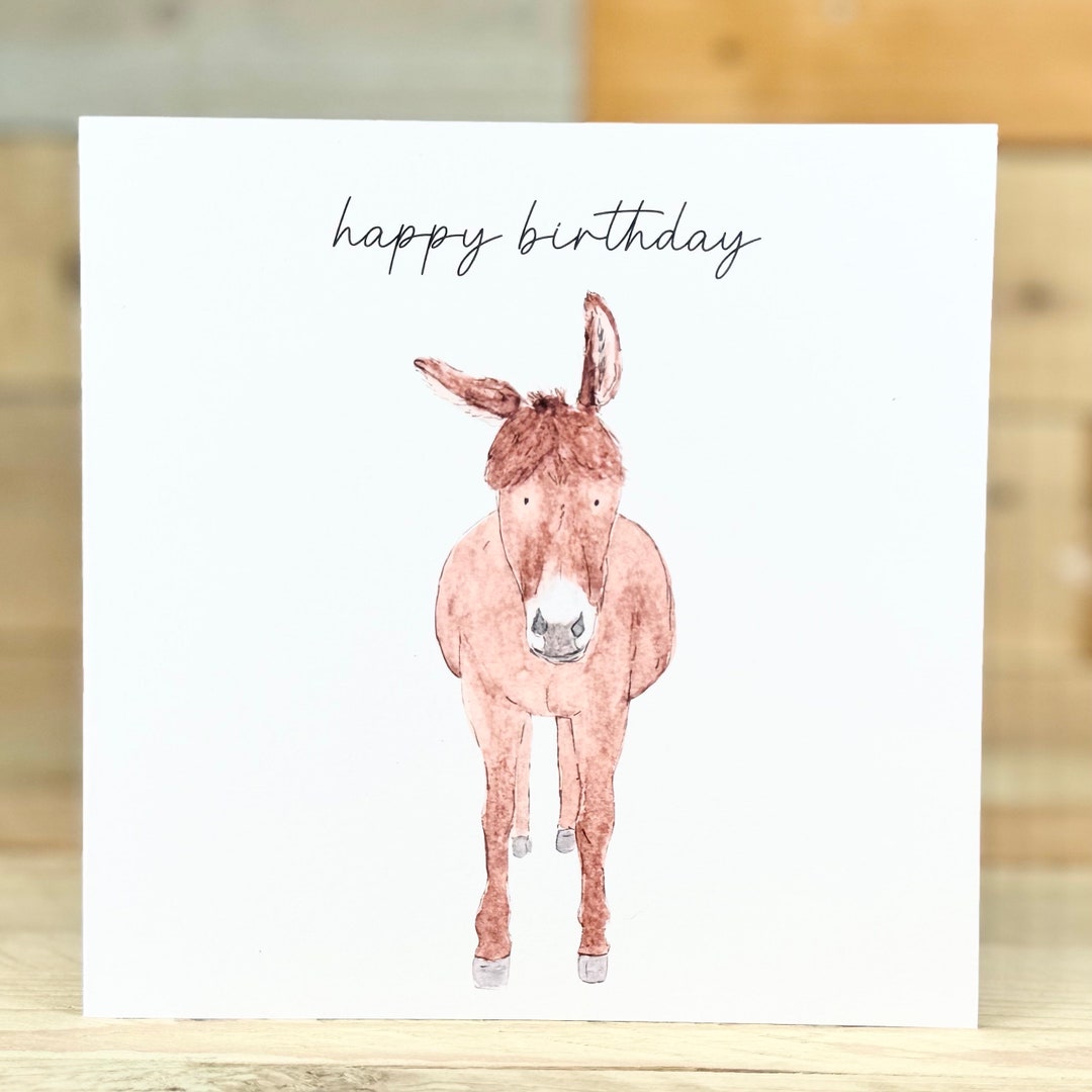 Cute Donkey Birthday Card Handmade Friends Birthday Card, Wife Birthday ...