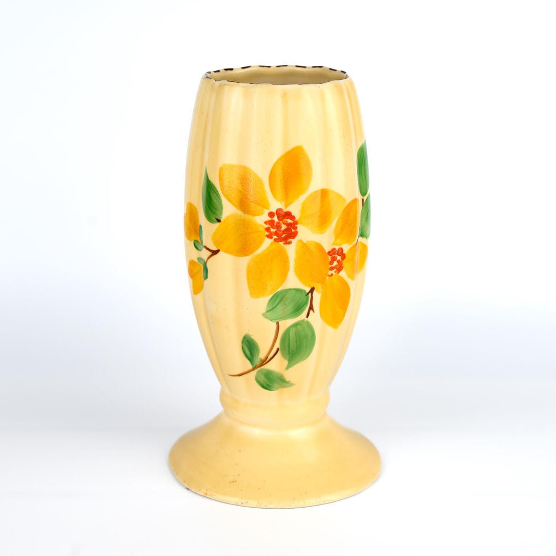 Vintage Tuscan Decoro Pottery Vase - Art Deco - 8" Vase - Yellow/green ...