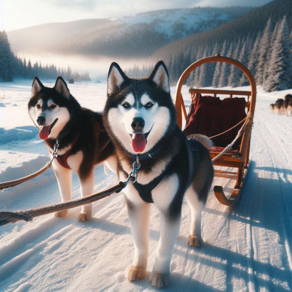 Huskies Pulling Sled Ai-image PNG Bundle - Etsy
