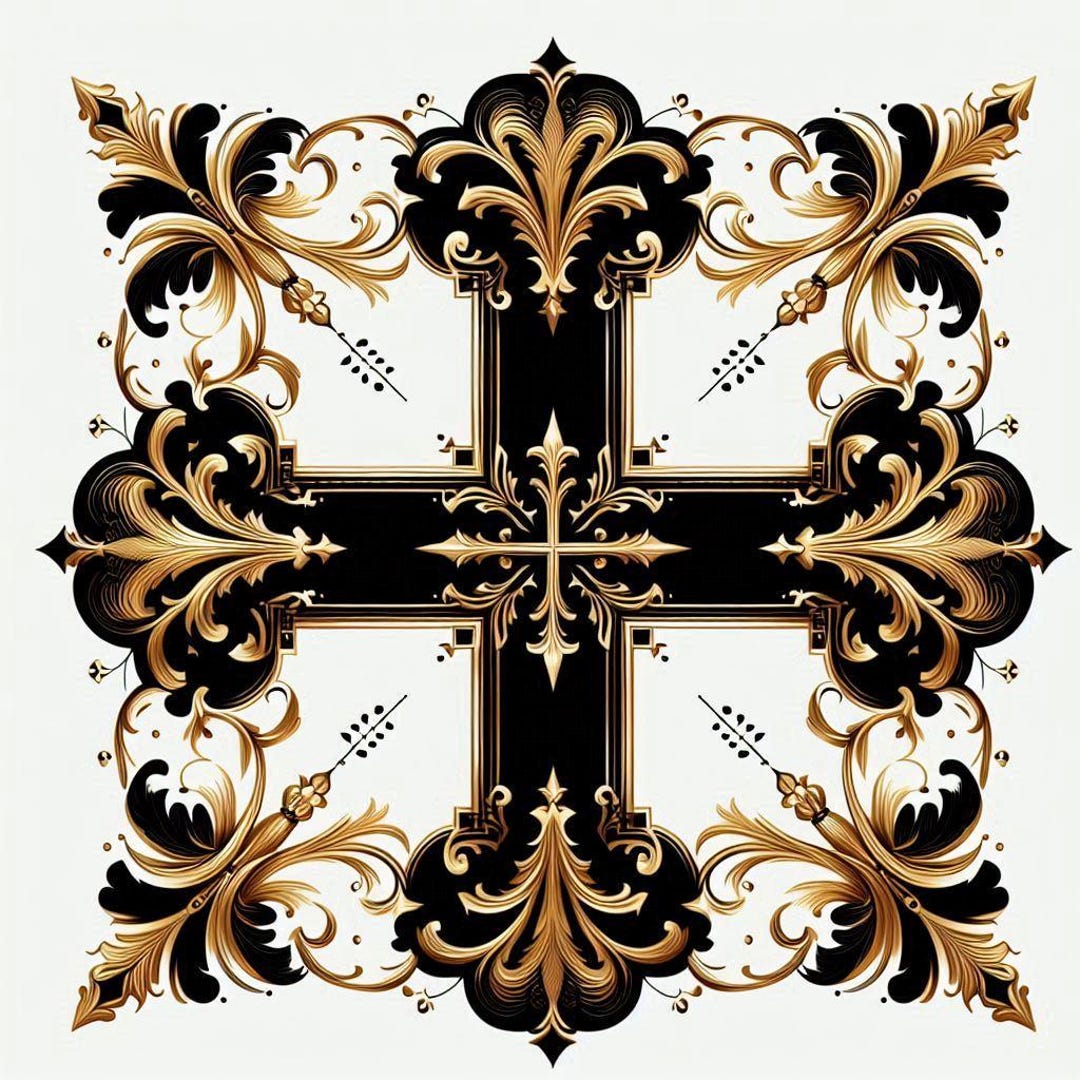 Golden Cross Pattern AI Art PNG - Etsy