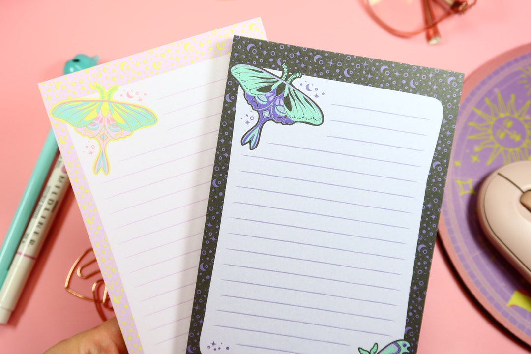 Night Moth Memo Pad // Pastel Moth Butterfly Notepad Stationery - Etsy