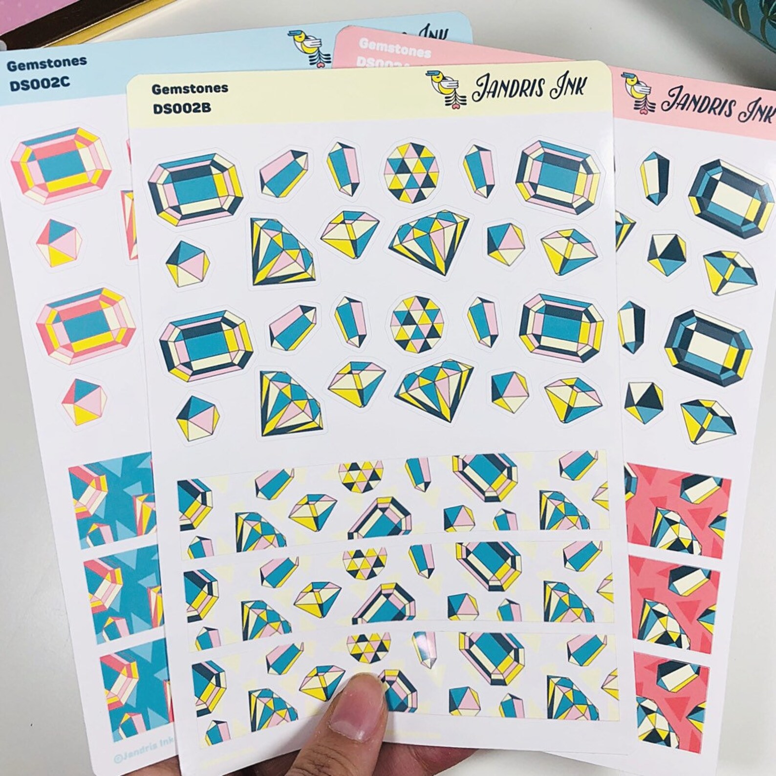 Gemstones Sicker Sheet Set (3 Sheets) // Planner Gems Sticker Set ...