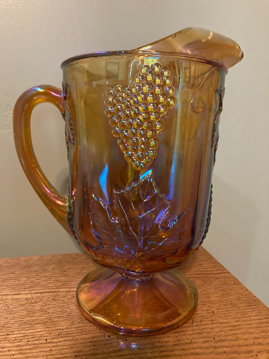 Vintage Gold Carnival Glass Pitcher - Etsy