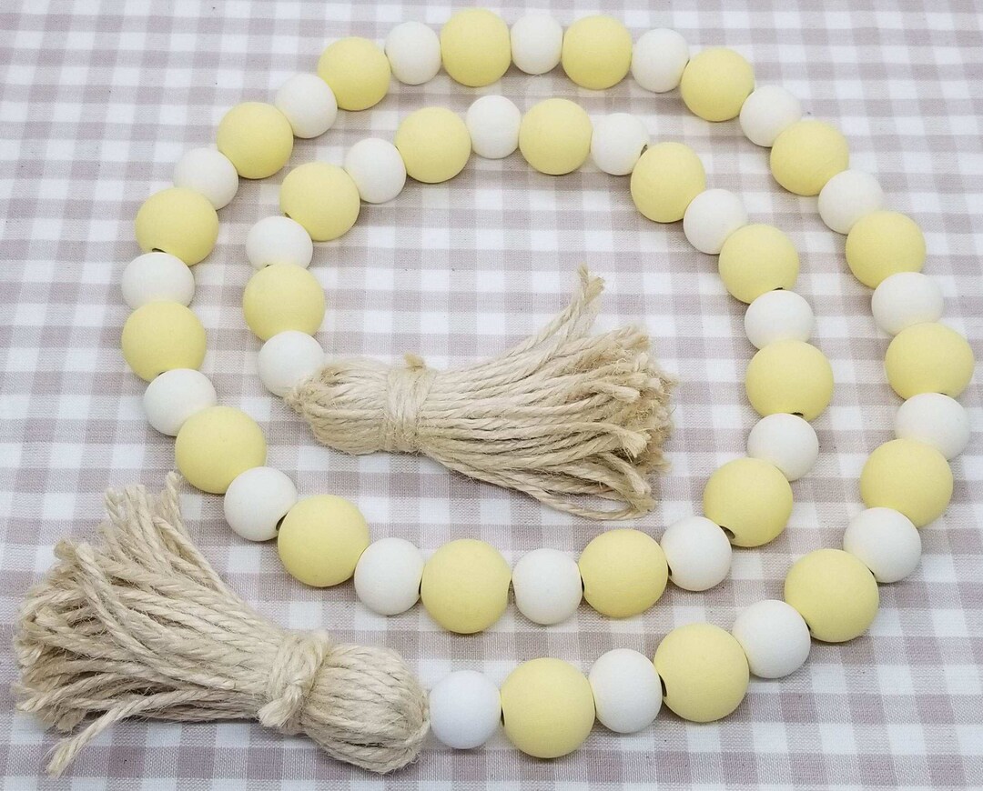 Yellow & White Wood Bead Garland - Etsy