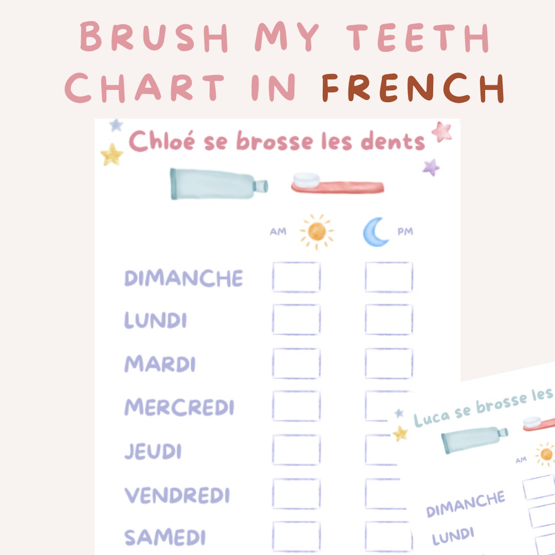 French Brush My Teeth Chart, Poster Brossage Des Dents, Brush Teeth ...