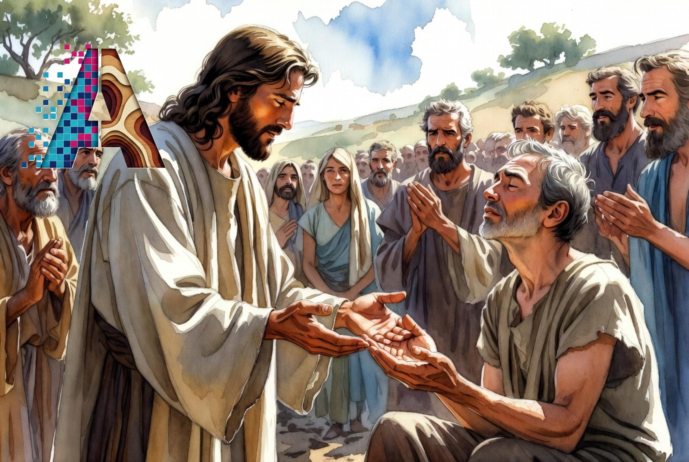 5-in-1 Jesus Heals the Blind Man | Christian Wall Art | Digital ...