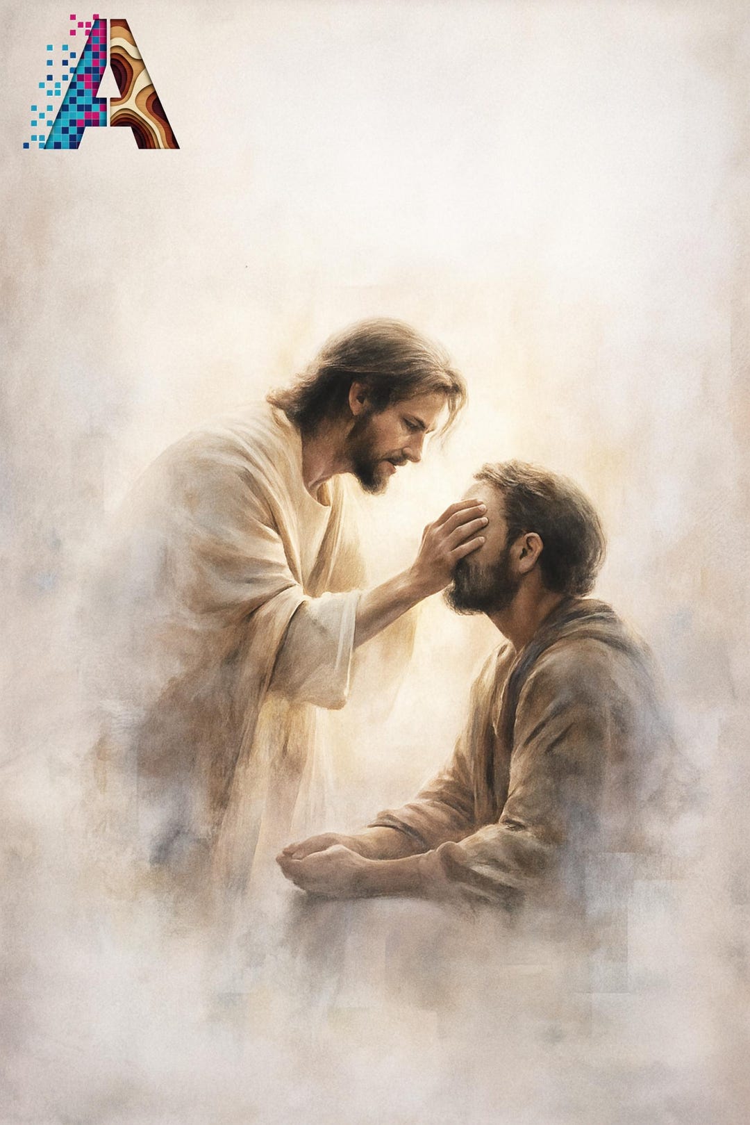 5-in-1 Jesus Heals the Blind Man | Christian Wall Art | Digital ...
