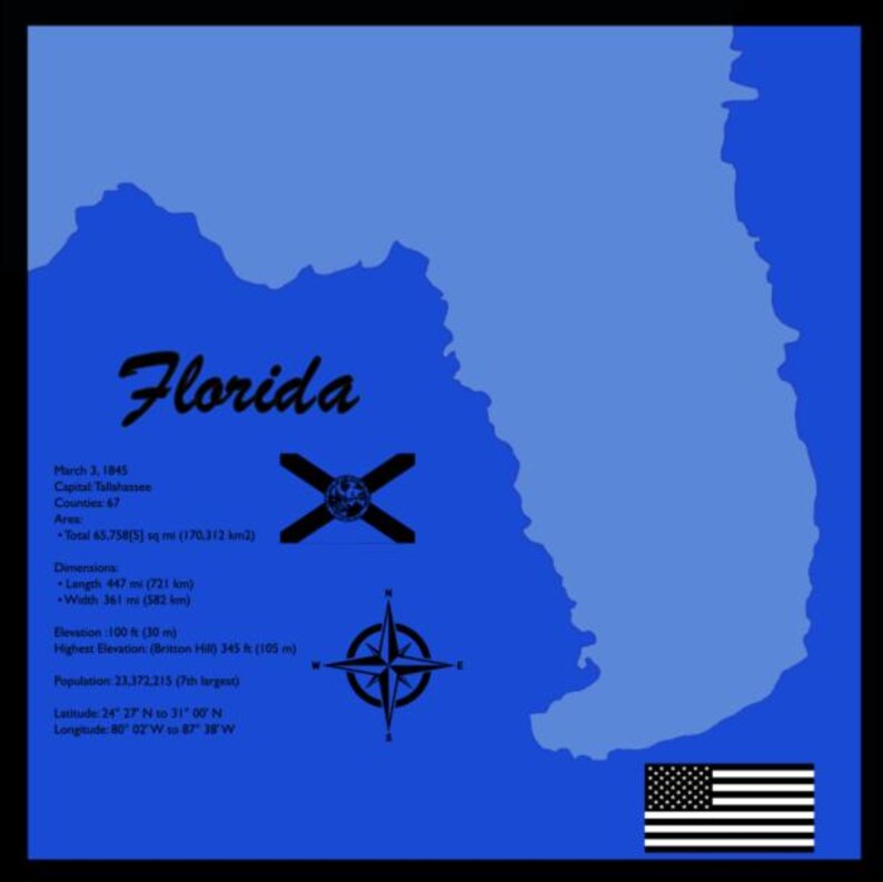 Florida Bathymetric Map SVG: Laser Cut File (digital Download) - Etsy