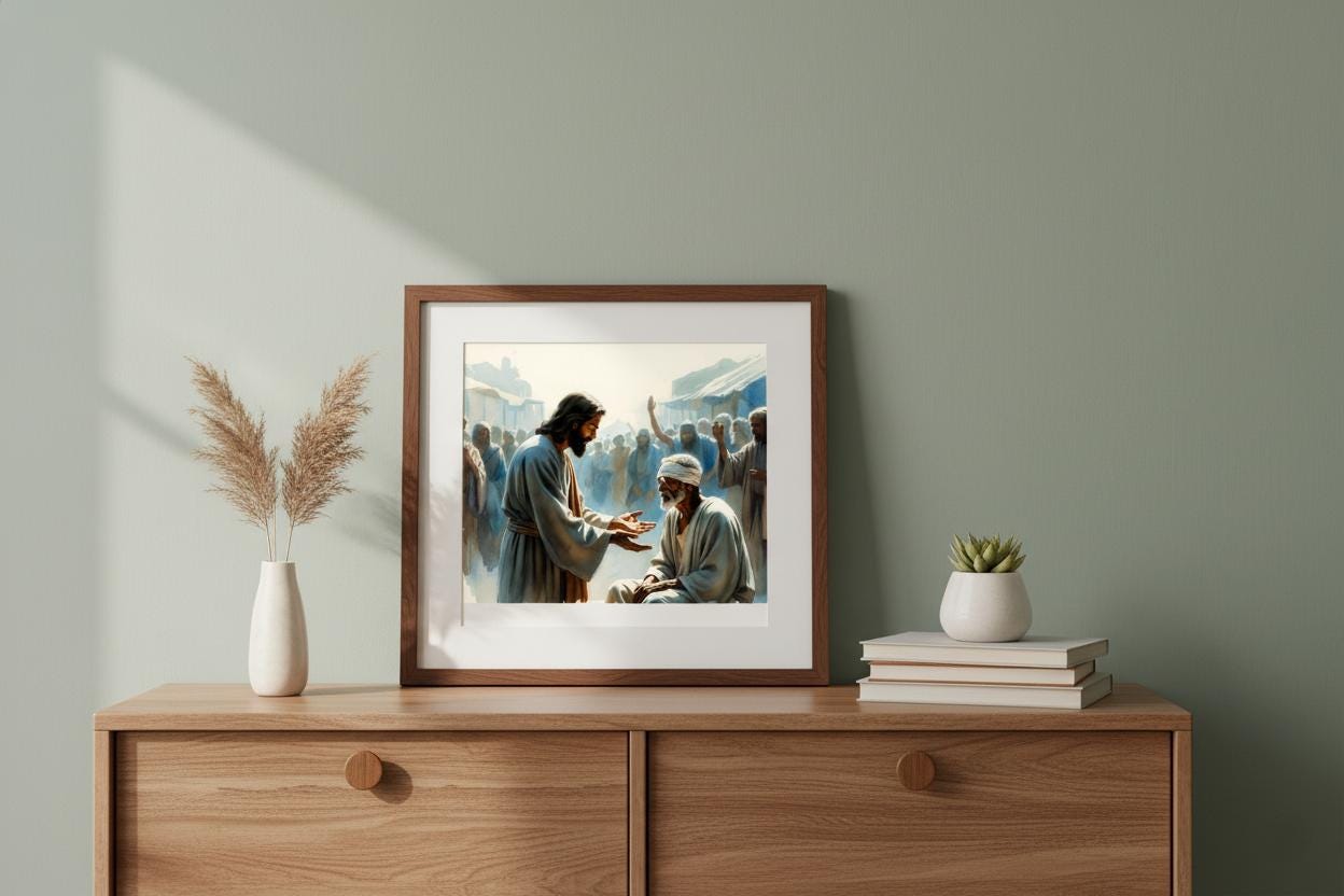 5-in-1 Jesus Heals the Blind Man | Christian Wall Art | Digital ...