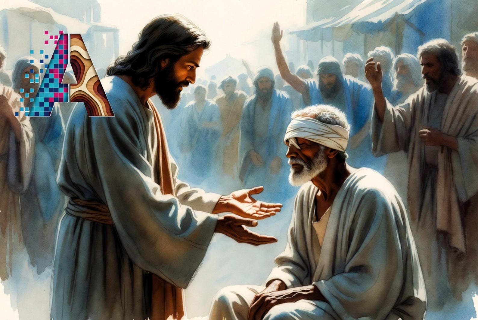5-in-1 Jesus Heals the Blind Man | Christian Wall Art | Digital ...