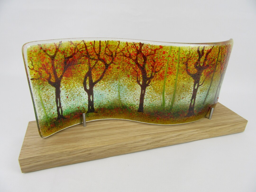 Autumn Glow, Fused Glass Double Curve - Etsy