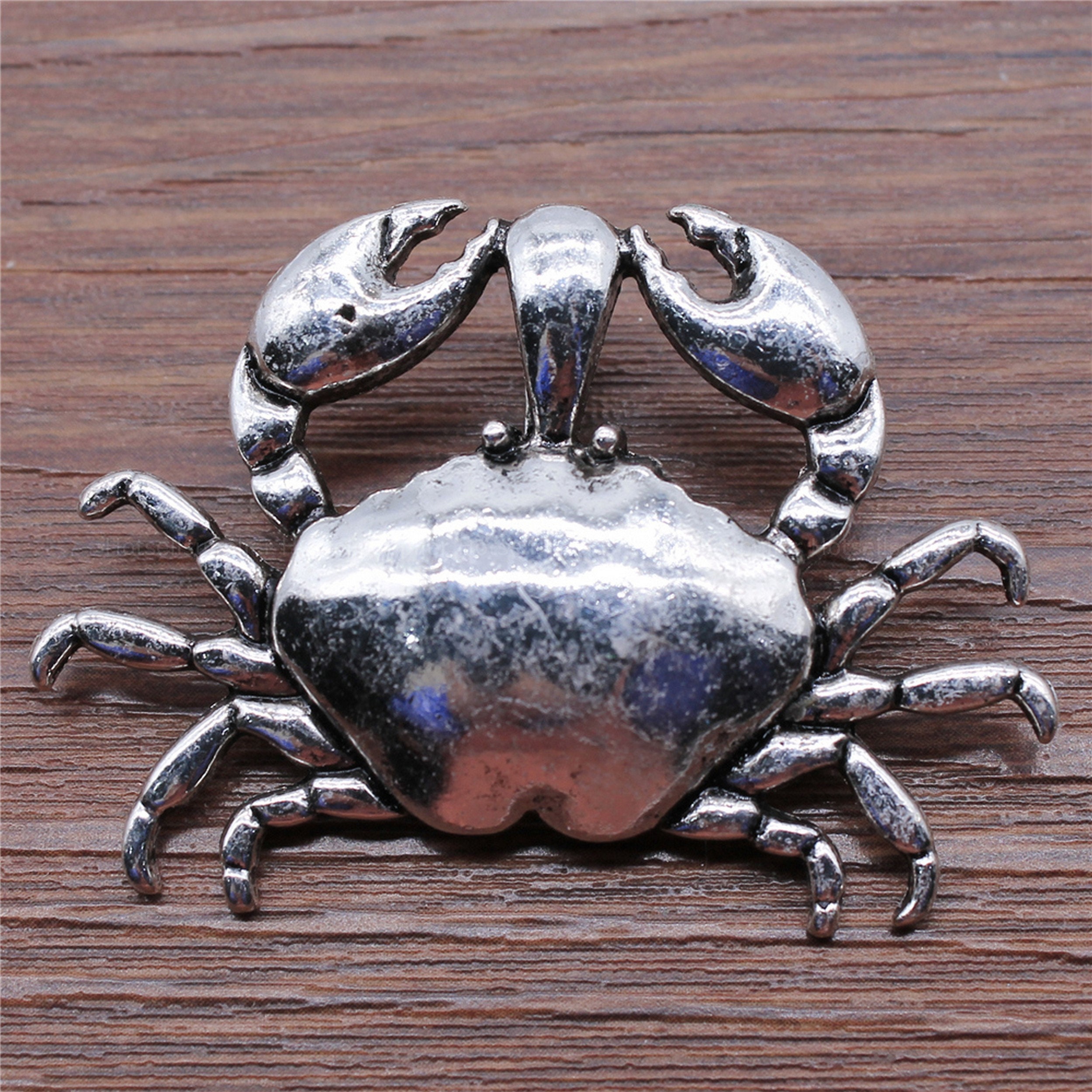 Cute Crab Charms Crab Pendant Beach Antique Silver Tone 38x54mm Metal ...