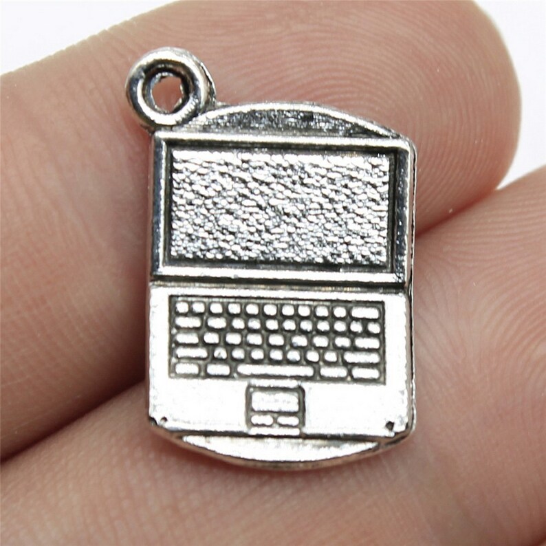 3D Computer Laptop Pendant Charms 21x13mm Antique Silver Tone Finding ...