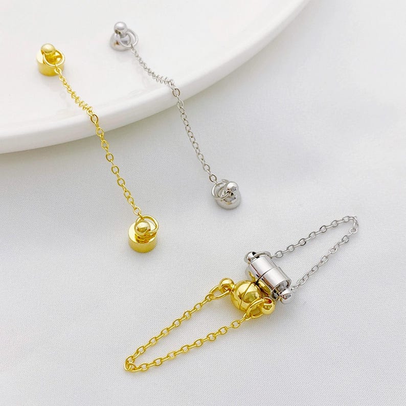 18k Gold Filled Ball Clasp Safety Chain Magnetic Clasp Bracelet Clasp ...