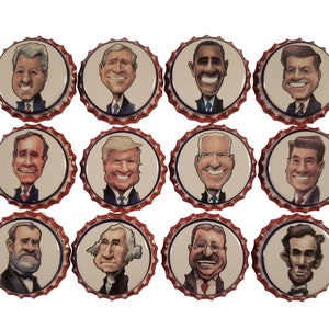 Complete Set 50 USA Presidents Beer Bottle Caps Patriotic President ...