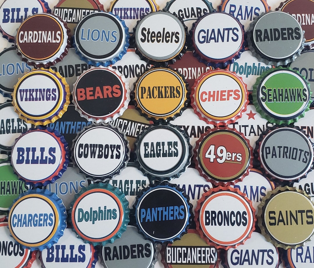 NFL Beer Bottle Caps Assorted Bottle Caps Bulk Flattened Bottle Caps ...