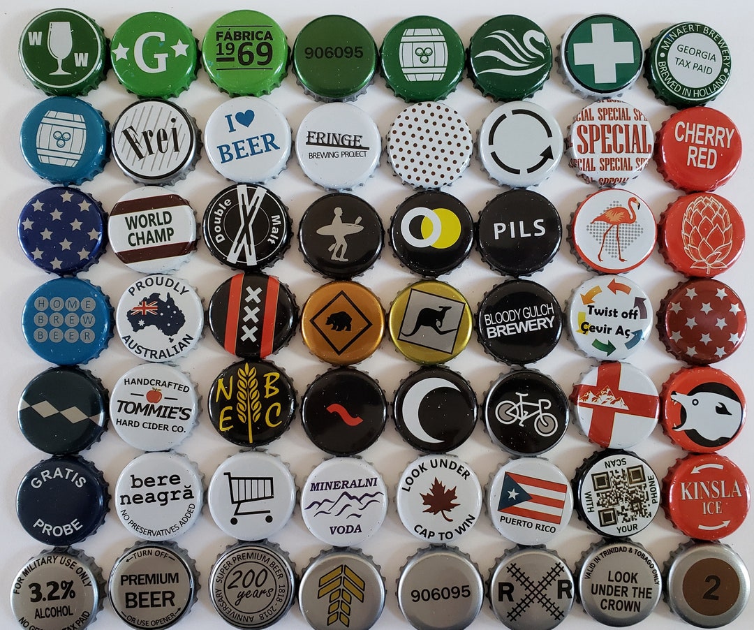 100 NO REPEAT Beer Bottle Caps Random Mixed Bottle Cap Table - Etsy