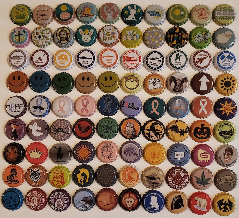 Mixed Beer Bottle Caps (350+ DIFFERENT Mixed Designs!) No Defects Home ...