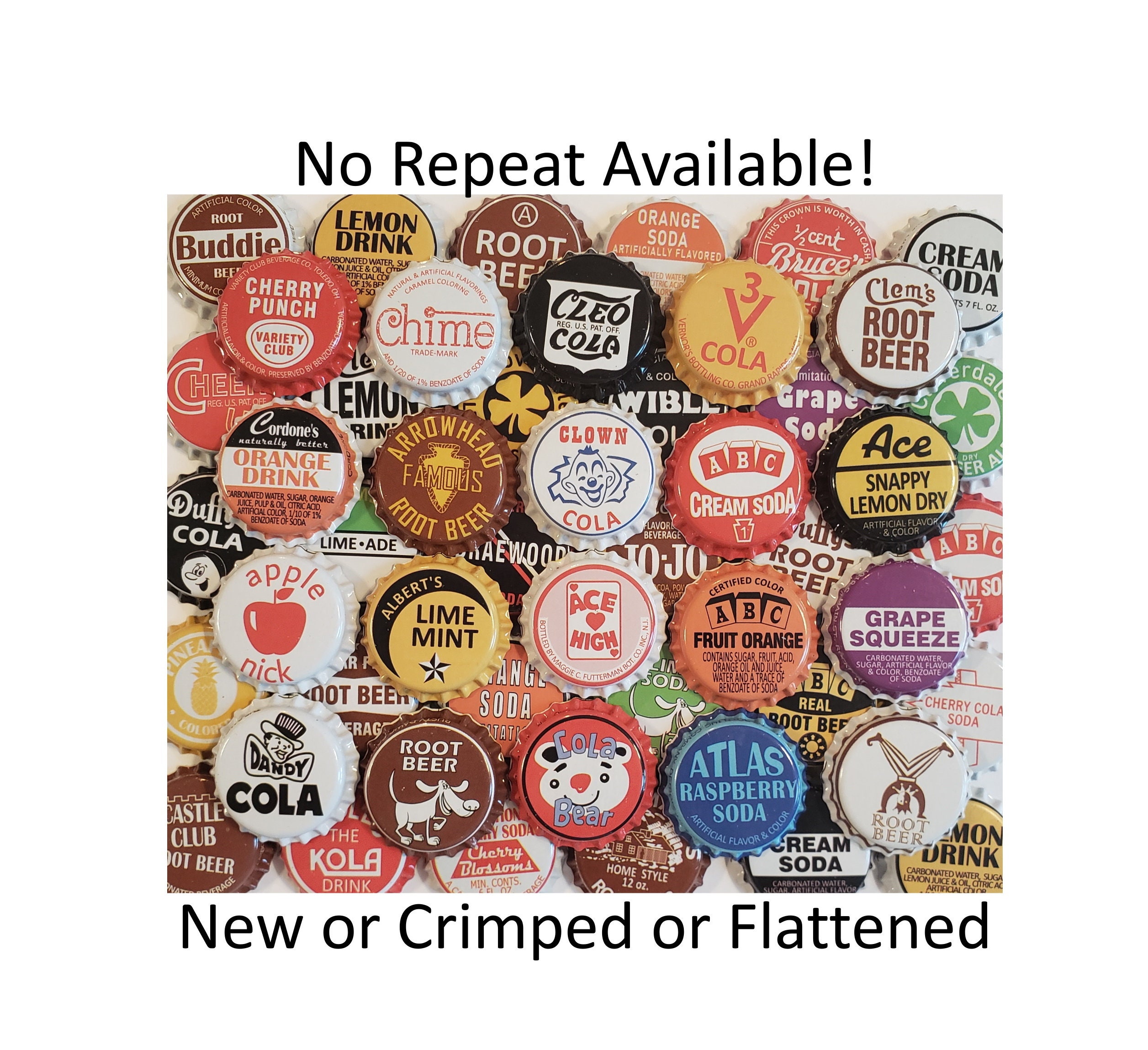 Vintage Soda Bottle Caps No Defects Assorted Bottle Caps Bulk Flattened ...