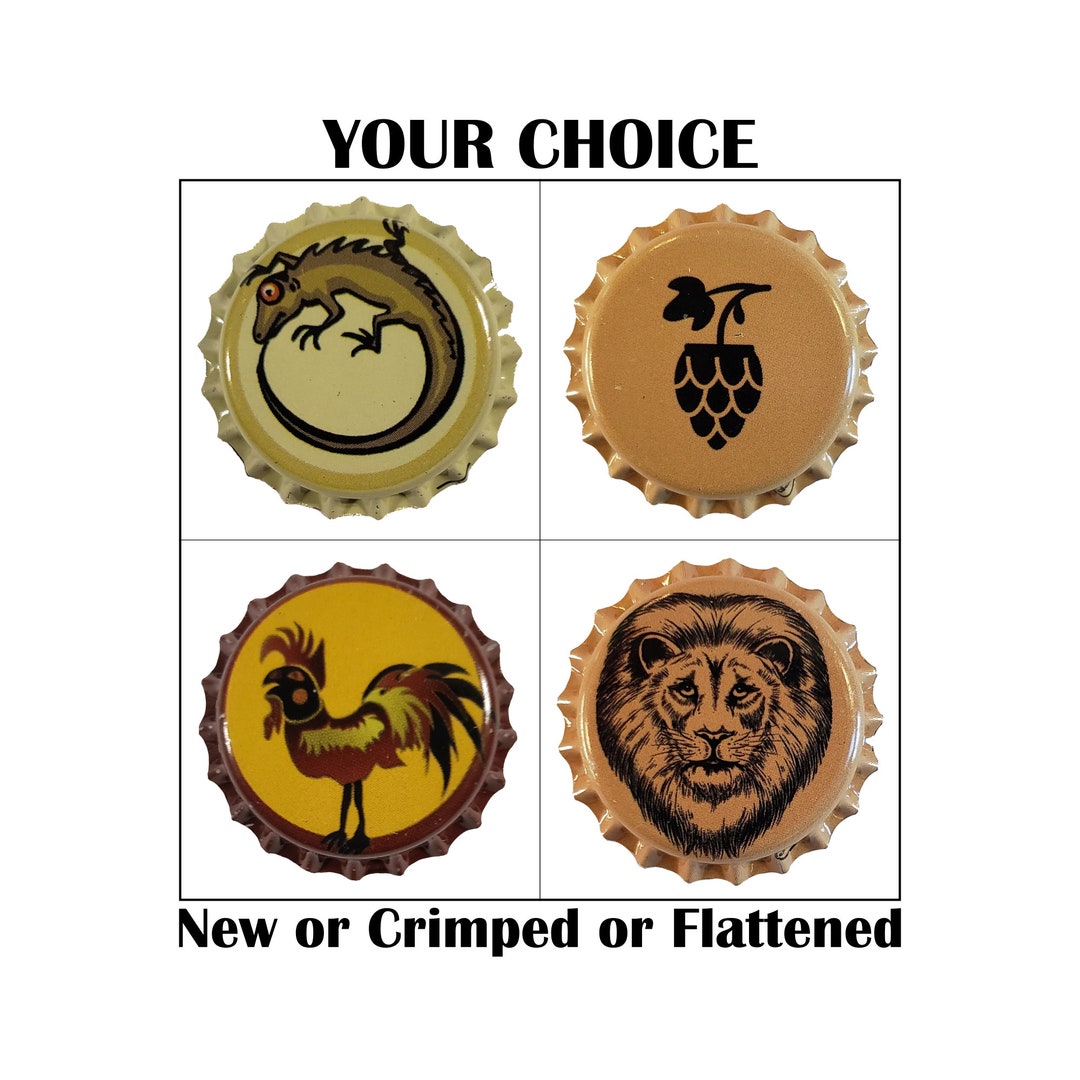 Yellow Beer Bottle Caps Homebrew Brewing Home Brew Crown Caps Lizard ...
