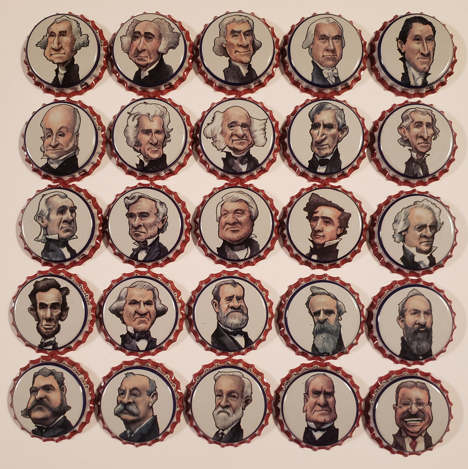 Complete Set 50 USA Presidents Beer Bottle Caps Patriotic - Etsy