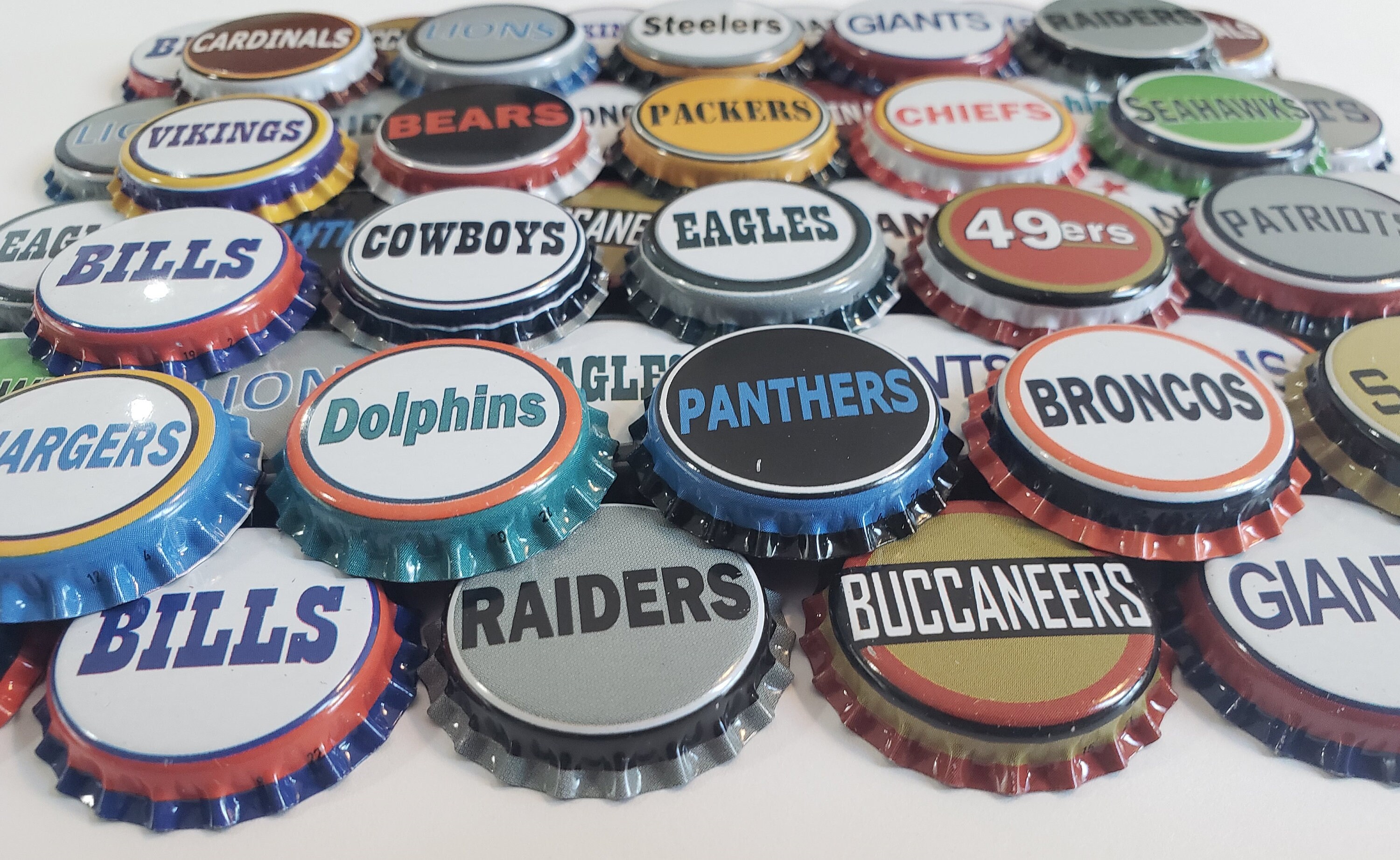 NFL Beer Bottle Caps Assorted Bottle Caps Bulk Flattened Bottle Caps ...