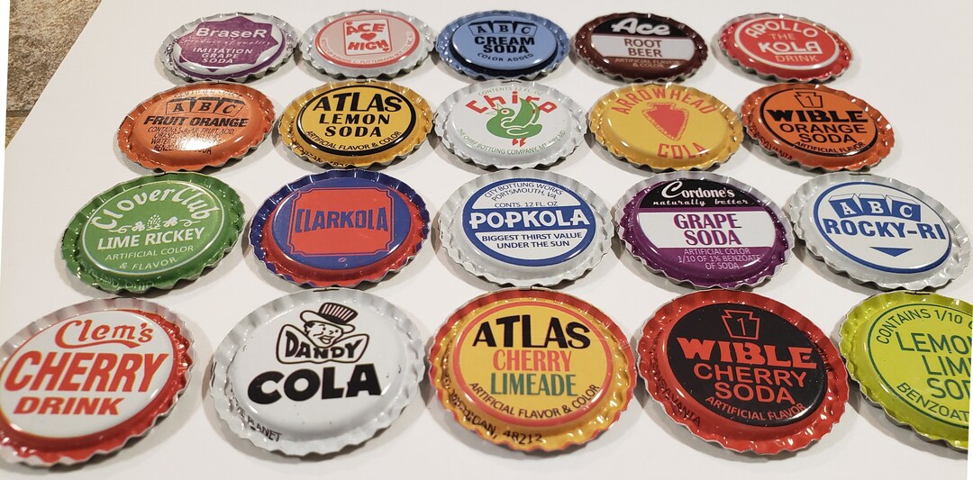 50 Flattened Vintage Soda Bottle Caps No Defects Assorted Bottle Caps ...