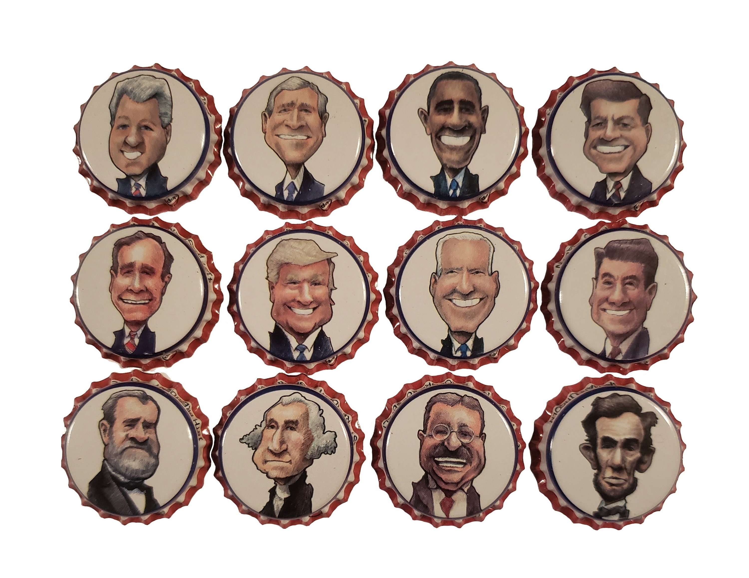 Complete Set 50 USA Presidents Beer Bottle Caps Patriotic President ...