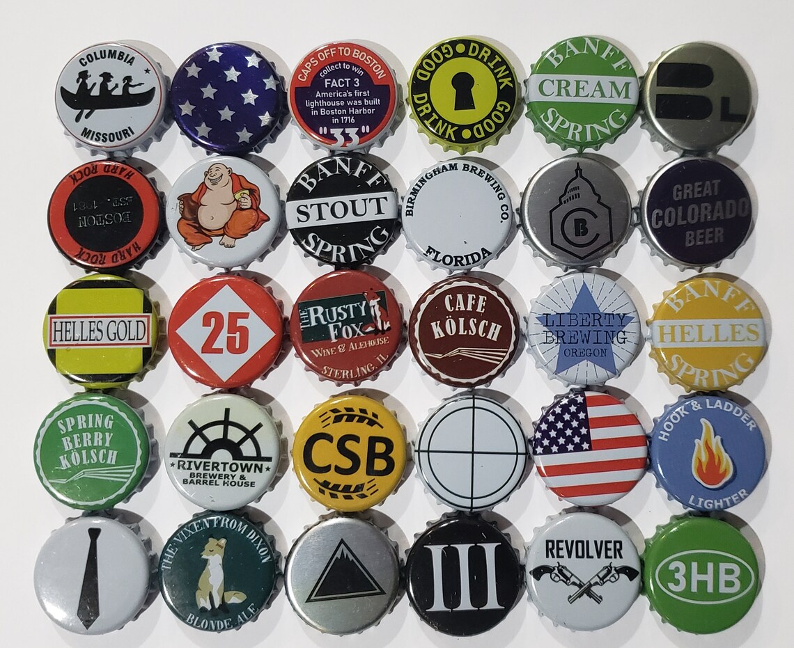 100 Beer Bottle Caps NO DENTS Assorted Bottle Caps Bulk Flattened ...