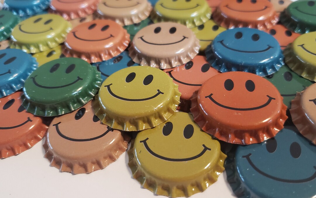 100 Smiley Beer Bottle Caps Smiley Decoration Emoji Flattened - Etsy