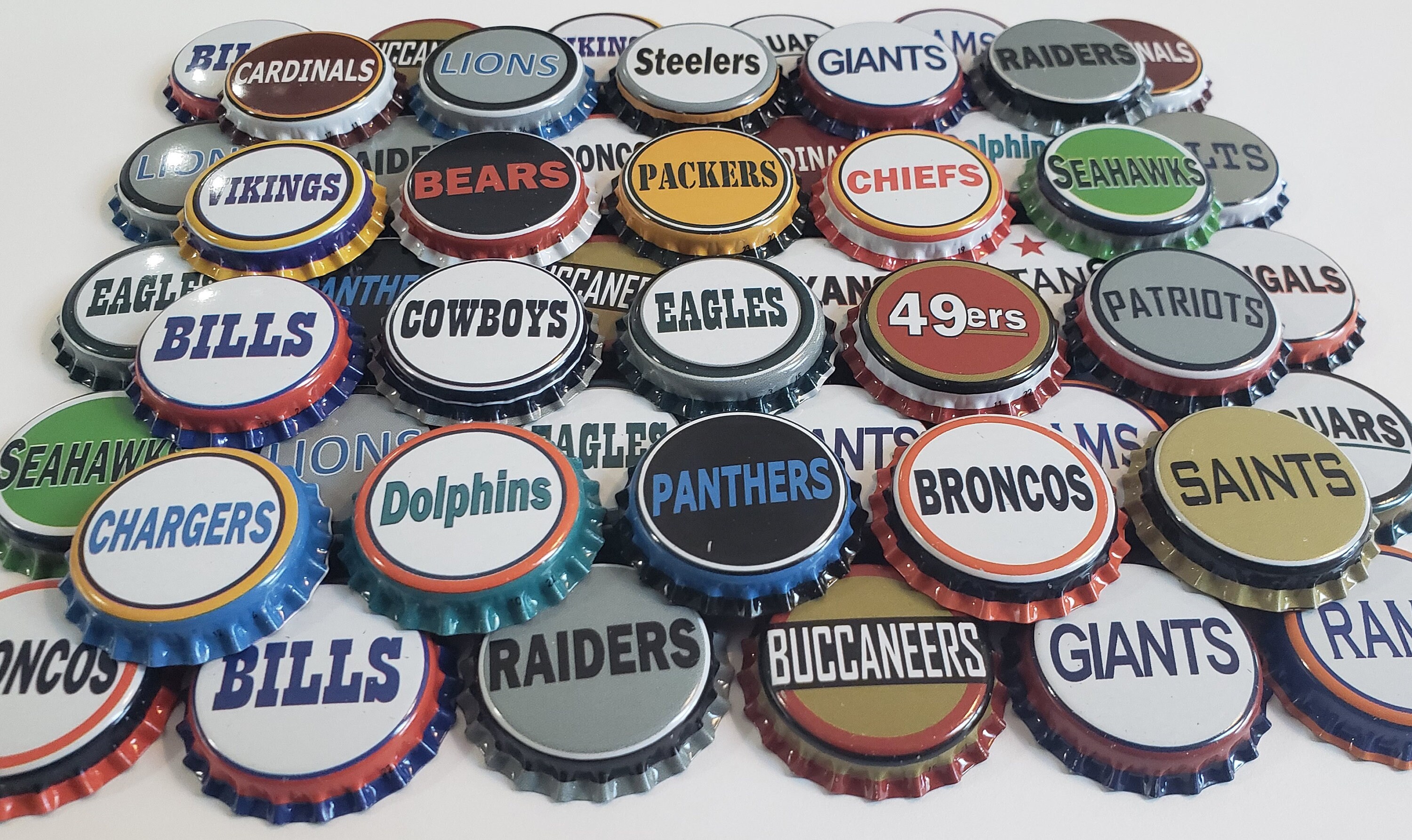 NFL Beer Bottle Caps Assorted Bottle Caps Bulk Flattened Bottle Caps ...