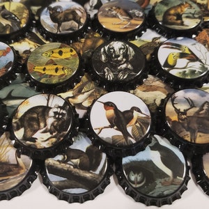 100 Animal Beer Bottle Caps Wildlife Decoration Flattened Bottle Caps ...