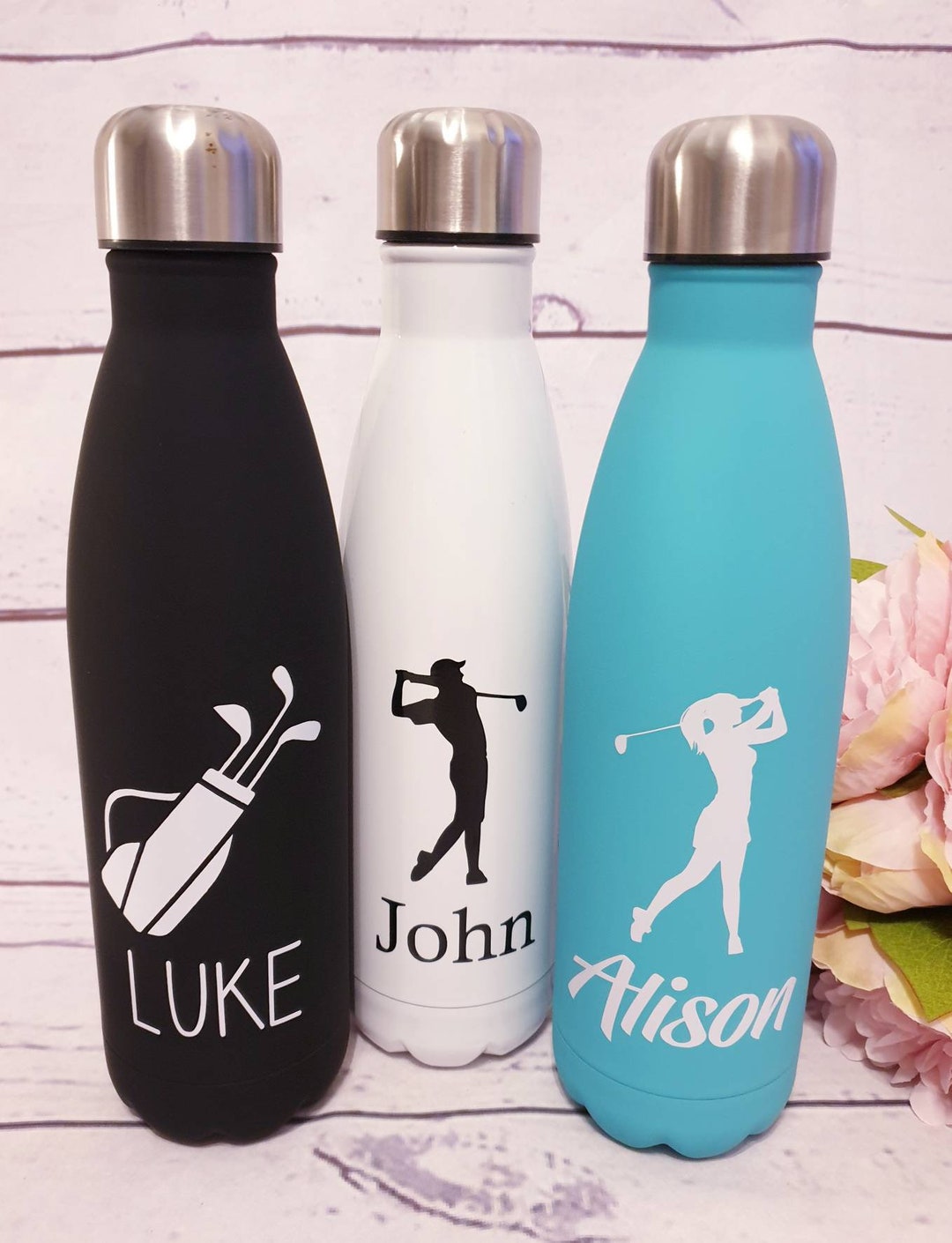 Personalised Golf Motif Hot & Cold Water Flask Bottles 500ml Double ...