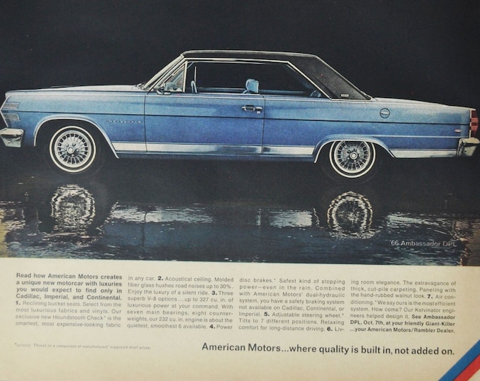 Large Car Ad 1966 AMC Ambassador DPL (american Motors Company Classic ...