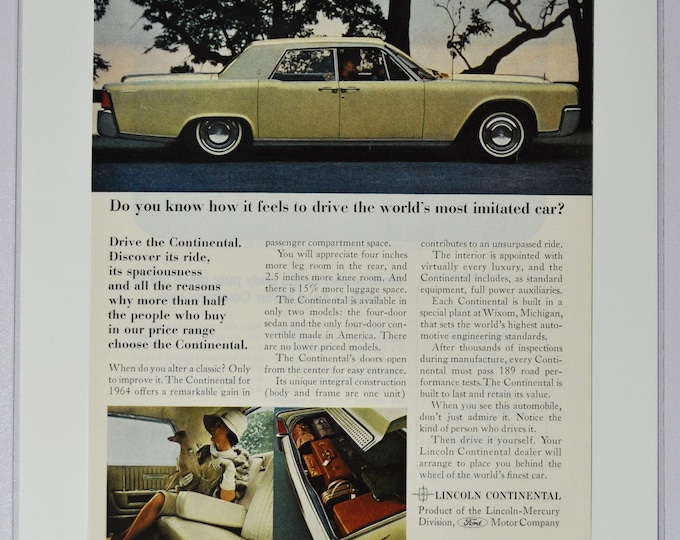 Car Ad 1964 Lincoln Continental (ford Motor Company Mercury Classic Old ...