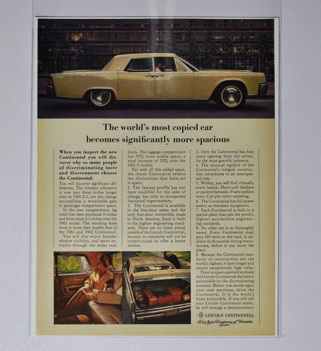 Car Ad 1964 Lincoln Continental (ford Motor Company Mercury Classic Old ...
