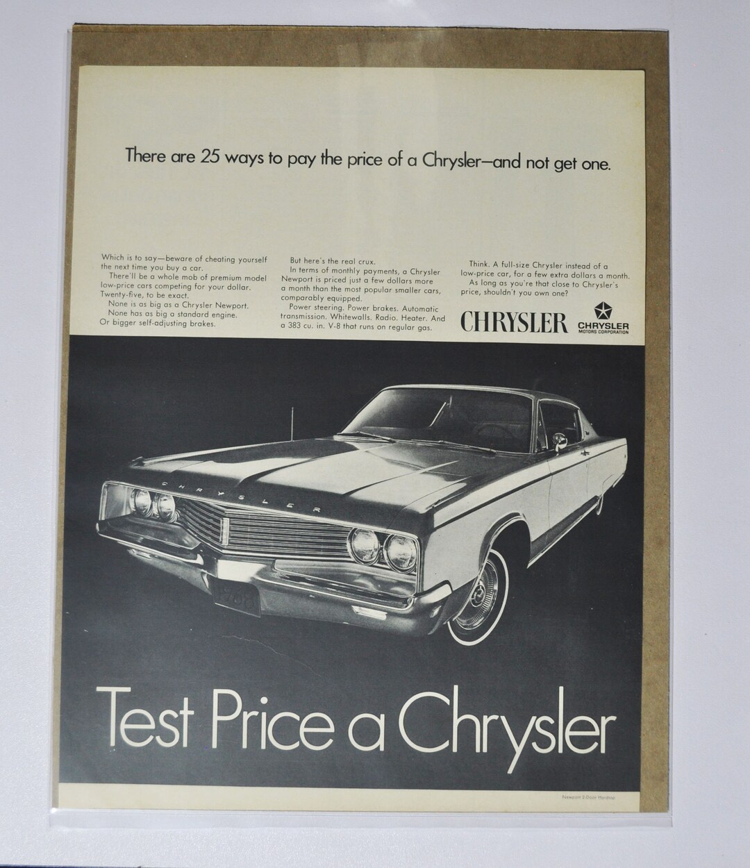 Large Car Ad 1968 Chrysler Newport 2-door Hardtop (motor Company ...