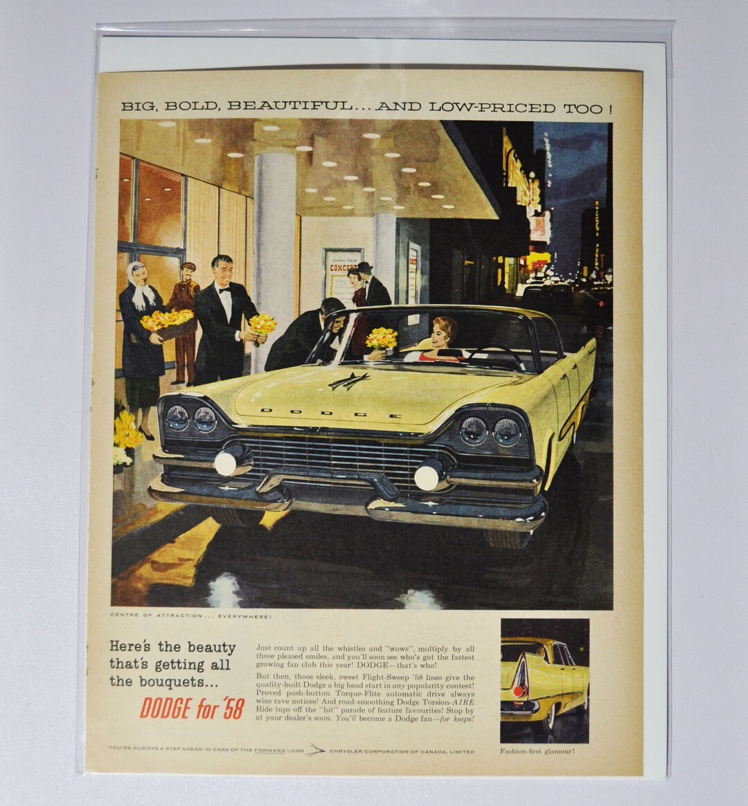 Large Car Ad 1958 Dodge (motor Company Classic Old Photo Advertisement ...