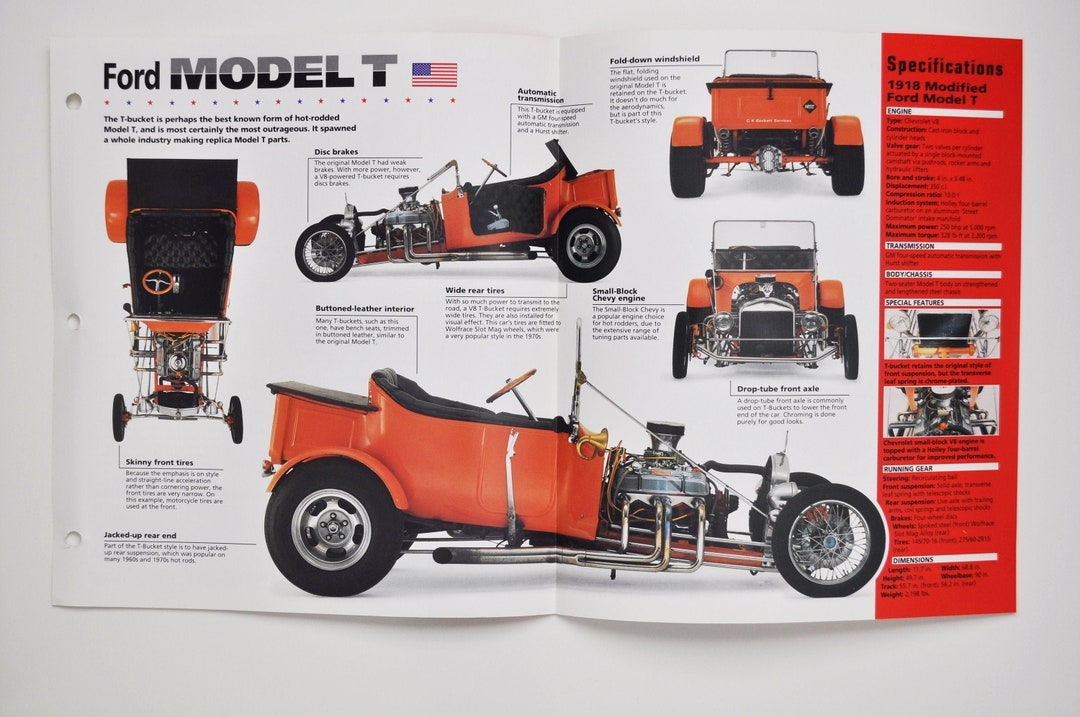Spec Sheet Ford Model T (1908-1927) (car Photo Stat Info Specs Brochure ...