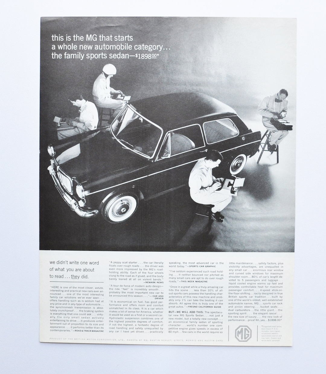 Large Car Ad 1963 MG Sports Sedan (motor Company Classic Old Photo ...