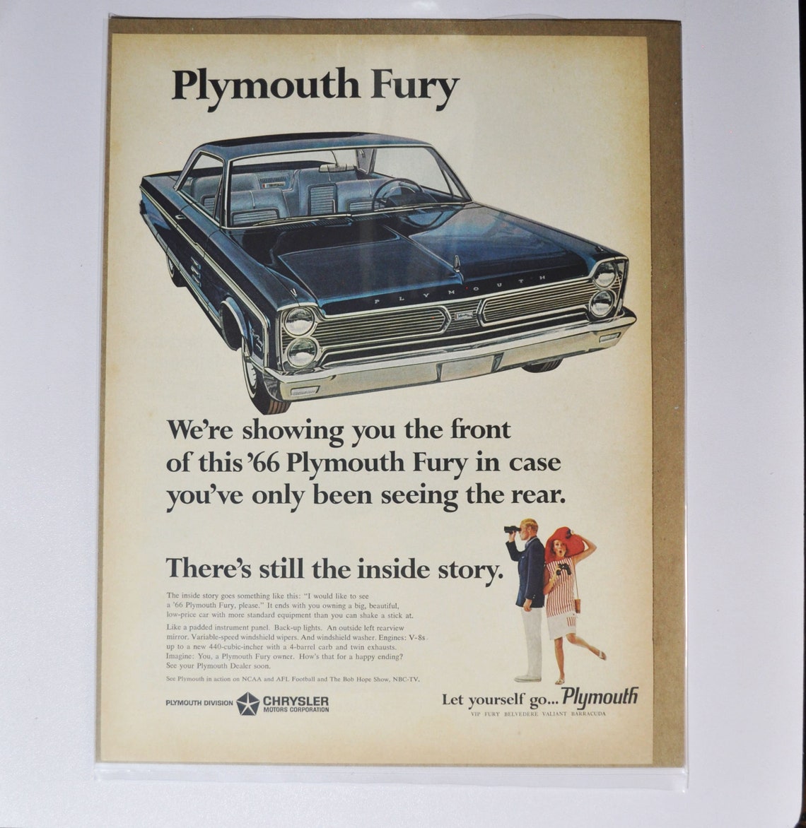 Large Car Ad 1966 Plymouth Fury (motor Company Chrysler Old Classic ...