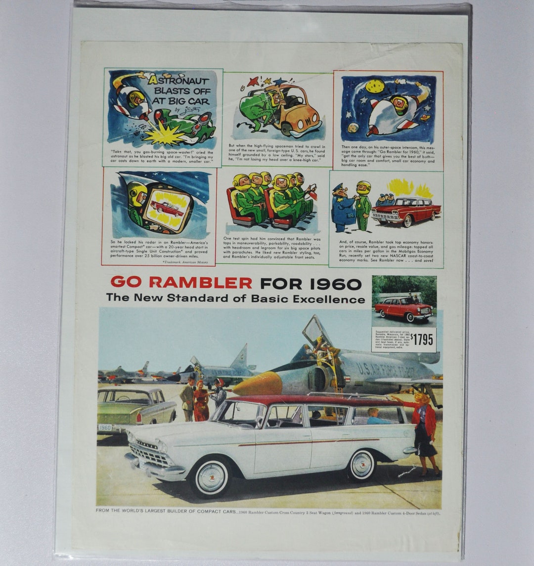 Large Car Ad 1960 AMC Rambler Cross Country Station Wagon (american ...