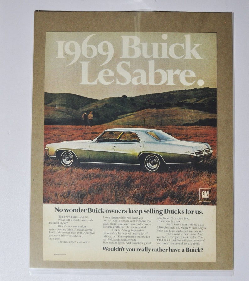 Large Car Ad 1969 Buick Lesabre (general Motors Company GM Old Vintage ...